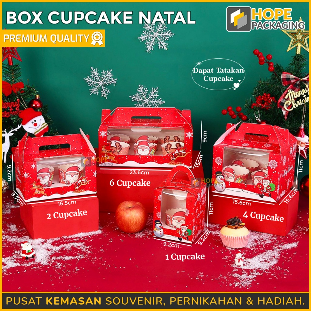 Jual Box Kotak Cupcake Edisi Natal / Box Hampers Natal / Hampers ...