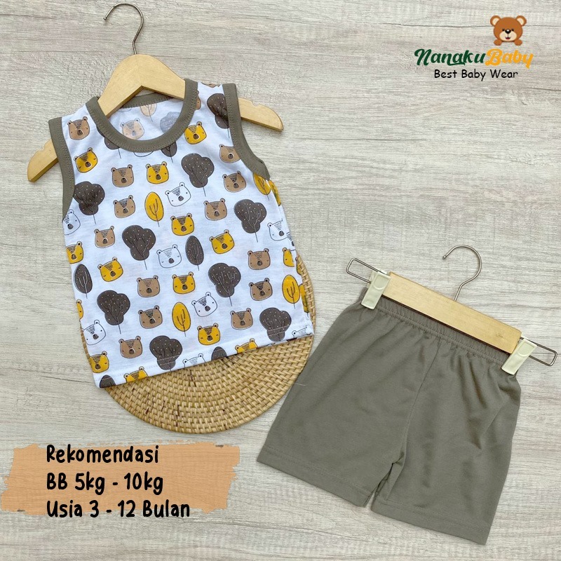 Jual Nanaku Baby - Setelan Baju Bayi Setelan Singlet Celana Pendek Motif Leaf Usia 3-12 Bulan ...