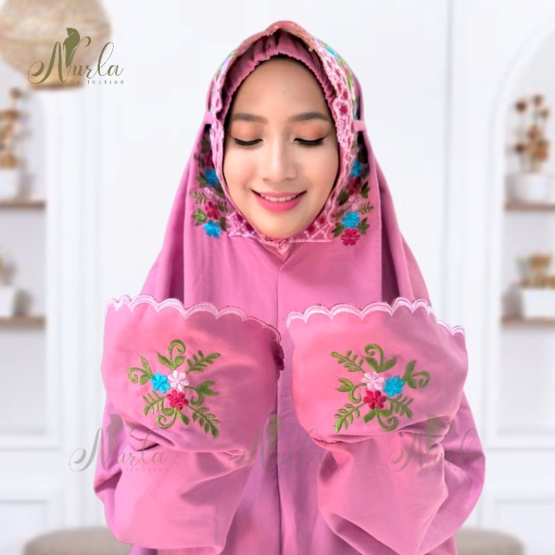 Jual Mukena Terusan INNER JUMBO Bordir Bunga Tabur Melati Katun Mikro ...