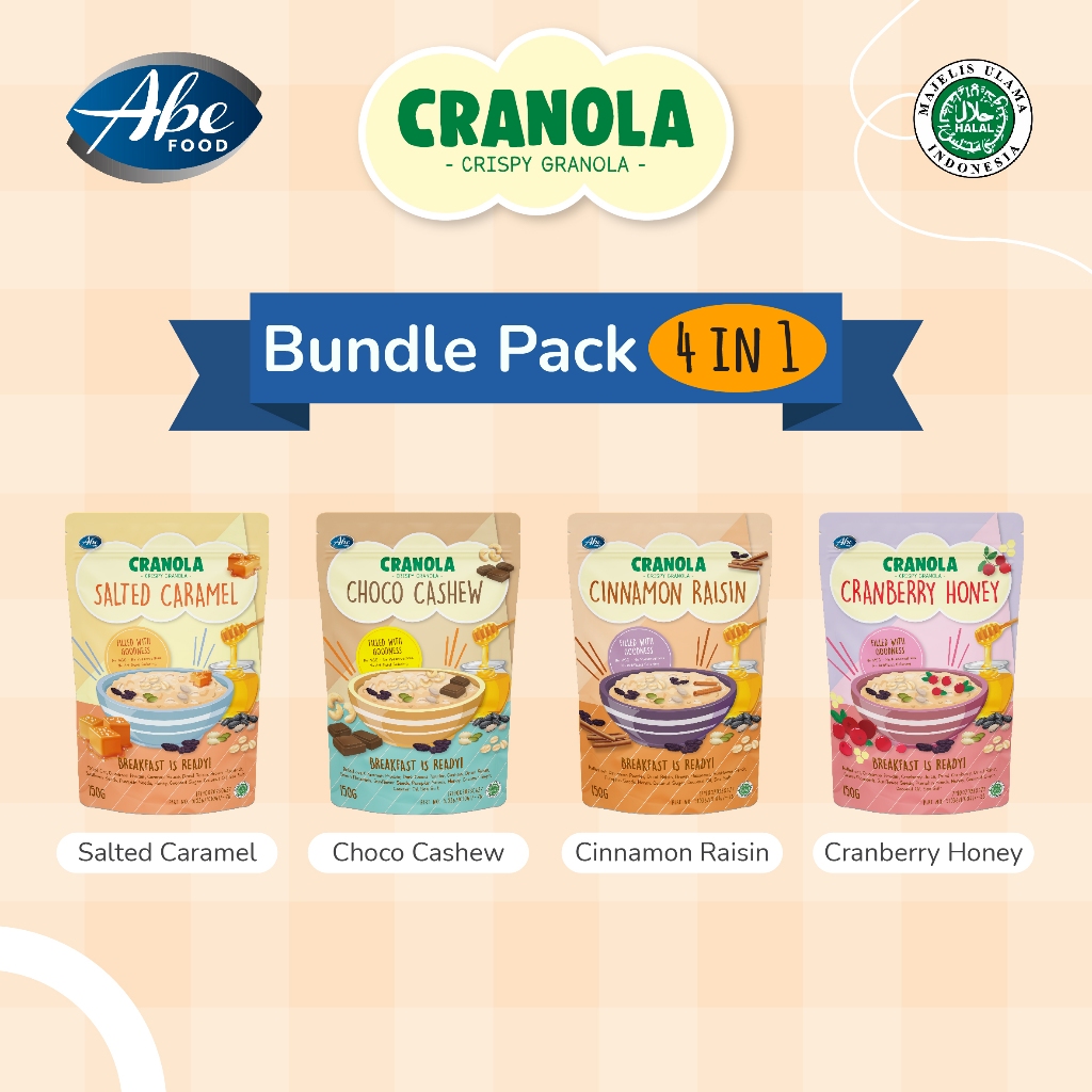 Jual Abe Food Cranola (Crispy Granola) Bundle 4 pcs All Variant ...