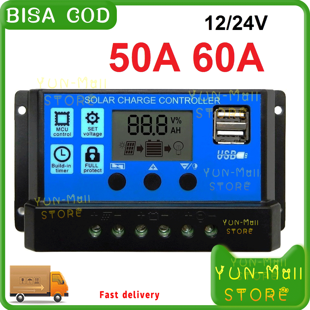 Jual YUN Mall Rainbow Home Solar Charge Controller LCD LED Display Solar PWM 12V/24V 10A 20A 30A ...
