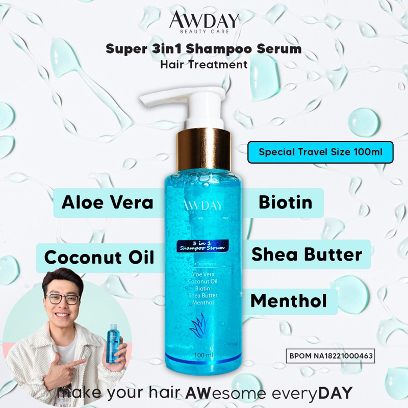 Jual SPECIAL TRAVEL SIZE Awday Shampoo 3in1 hair treatment serum 100ML ...