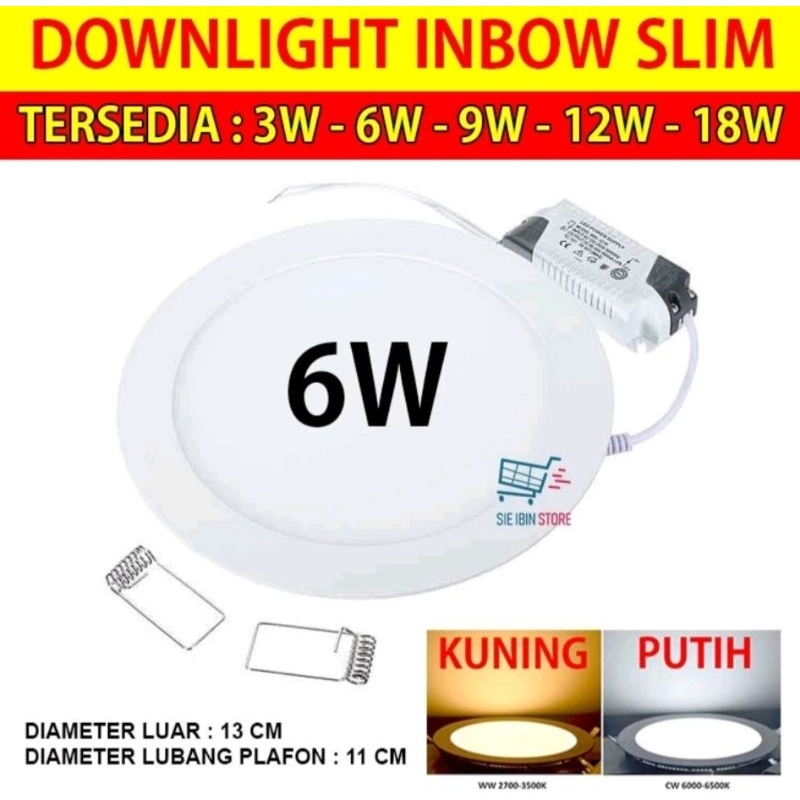 Jual Lampu Downlight LED panel tipis bulat inbow 6 Watt Merk AEON ...
