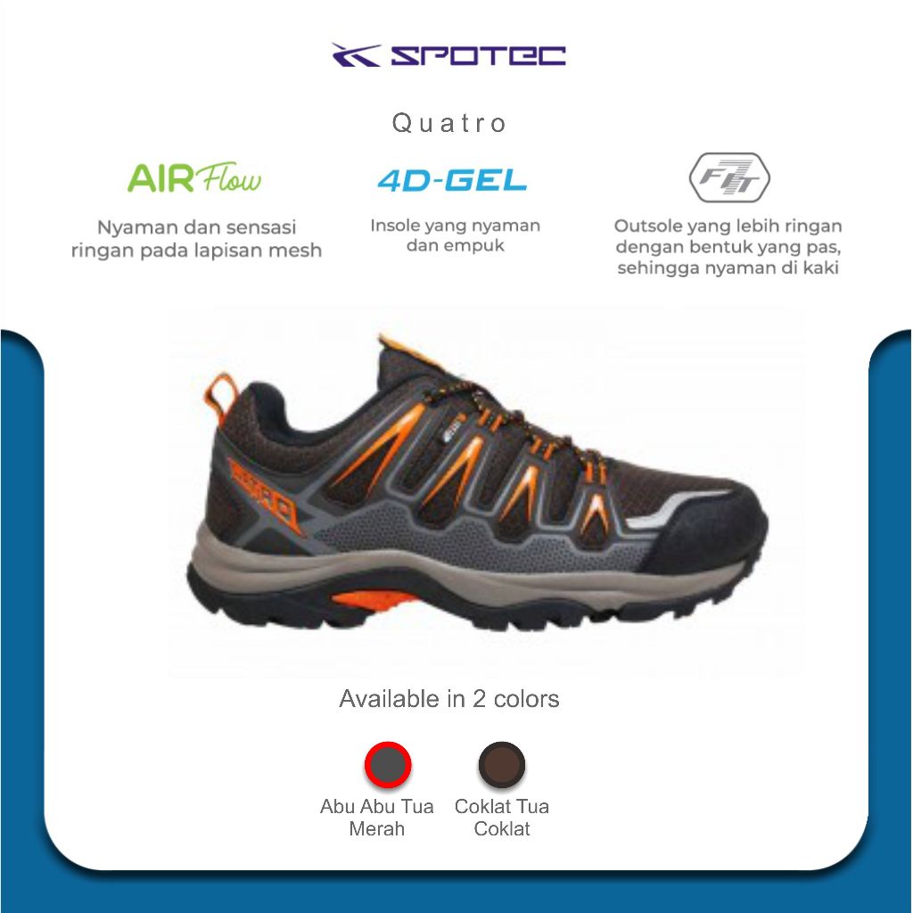 Jual SPOTEC Sepatu HIKING Artikel QUATRO-Coklat/Coklat Tua | Shopee ...