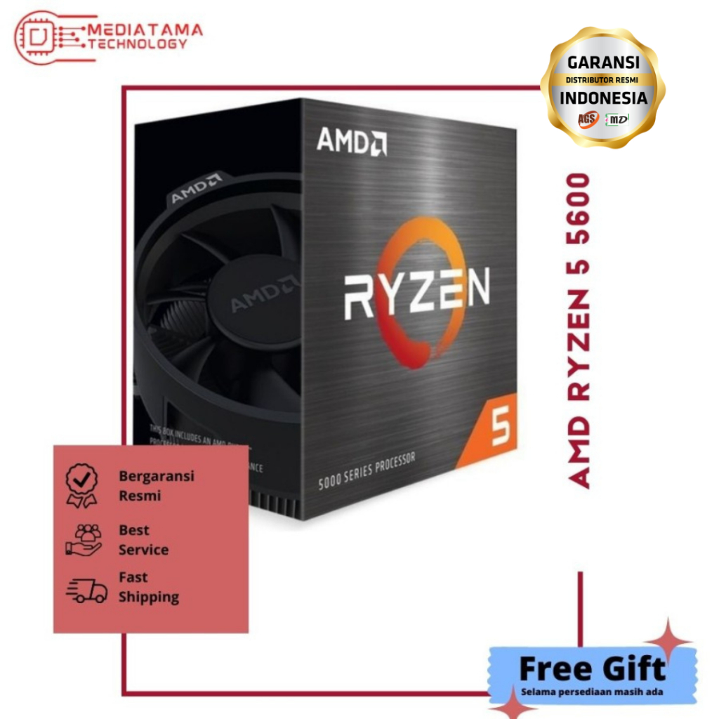Jual AMD CPU Processor RYZEN 5 5600 BOX Wraight Stealth Cooler | Shopee ...