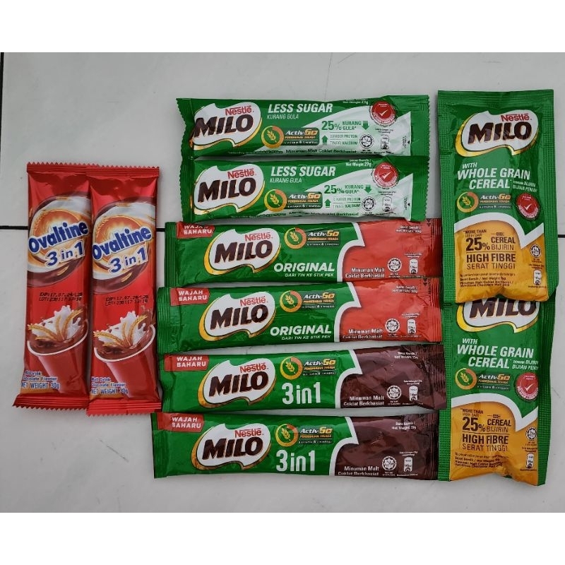 Jual 1 Sacet Milo 3in1, Milo Original, Milo Less Sugar, Milo Cereal ...