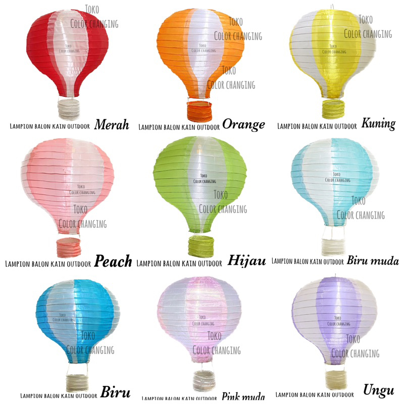 Jual Lampion KAIN balon 30 cm / hot balloon nylon lantern hiasan ...