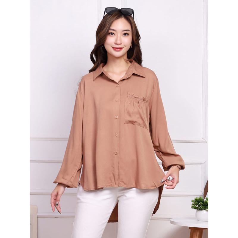 Jual KEMEJA RAYON TWILL ATASAN RAYON BLOUSE ADEM JUMBO KANCING DEPAN ...