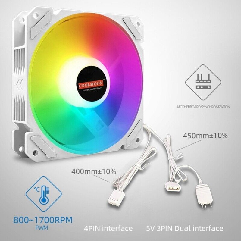 Jual COOLMOON FAN CASING QUIET MOON ARGB SYNC PWM BLACK & WHITE ...