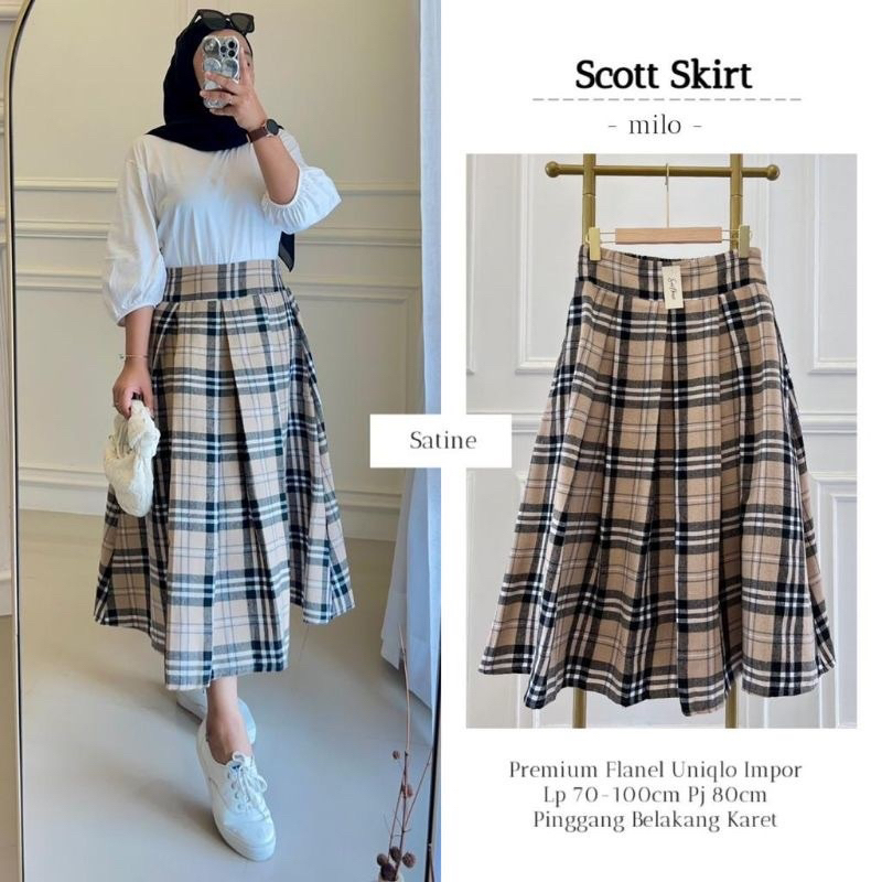 Jual ROK MIDI FLANEL 7/8 ROK MIDI KEKINIAN/ROK VIRAL MIDI KOTAK KOTAK ...