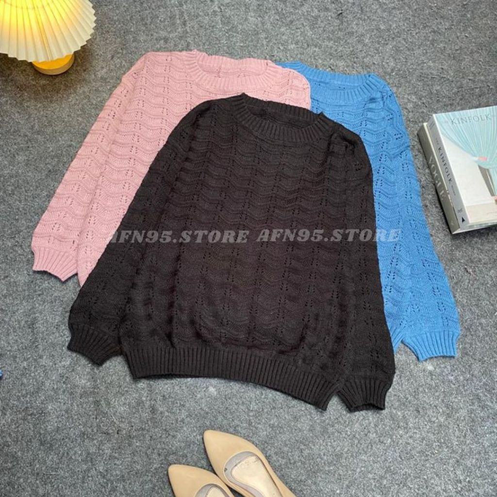 Jual SORA SWEATER RAJUT MODEL JARING TEBAL HANGAT LENGAN BALON | Shopee Indonesia
