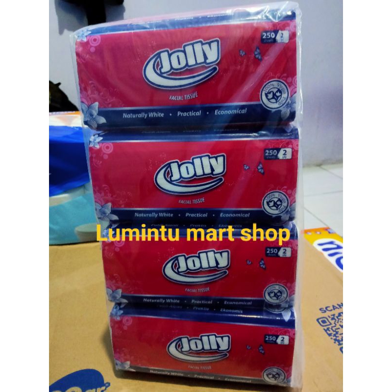 Jual Jolly 250 Sheet 2 Ply paket 4 PCS. tissue ekonomis 4 pcs | Shopee ...