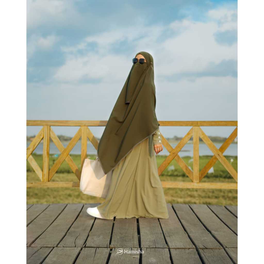 Jual SET FK AMIRA DRESS COUPLE French Khimar All Size Black Premium ...
