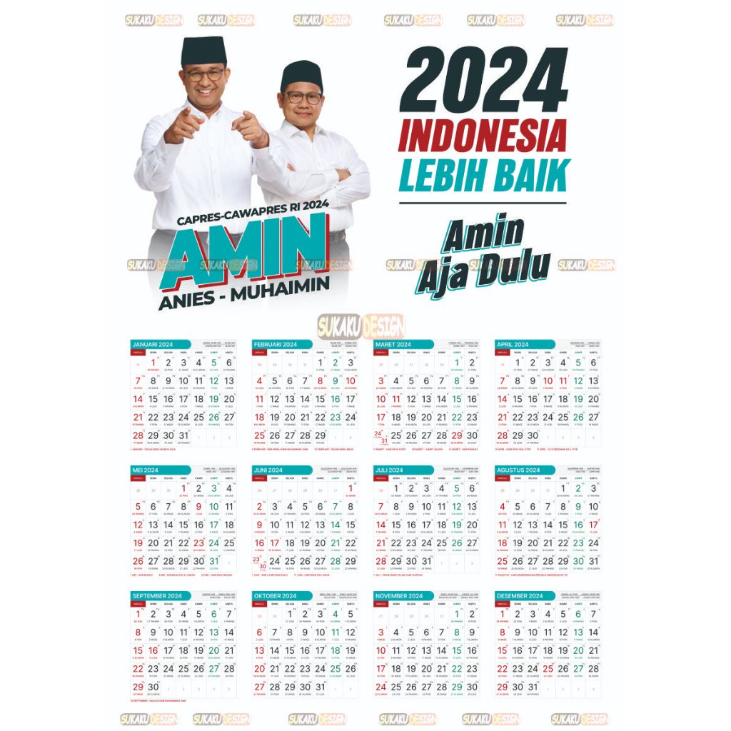 Jual Kalender 2024 Amin / Anis Muhaimin | Shopee Indonesia