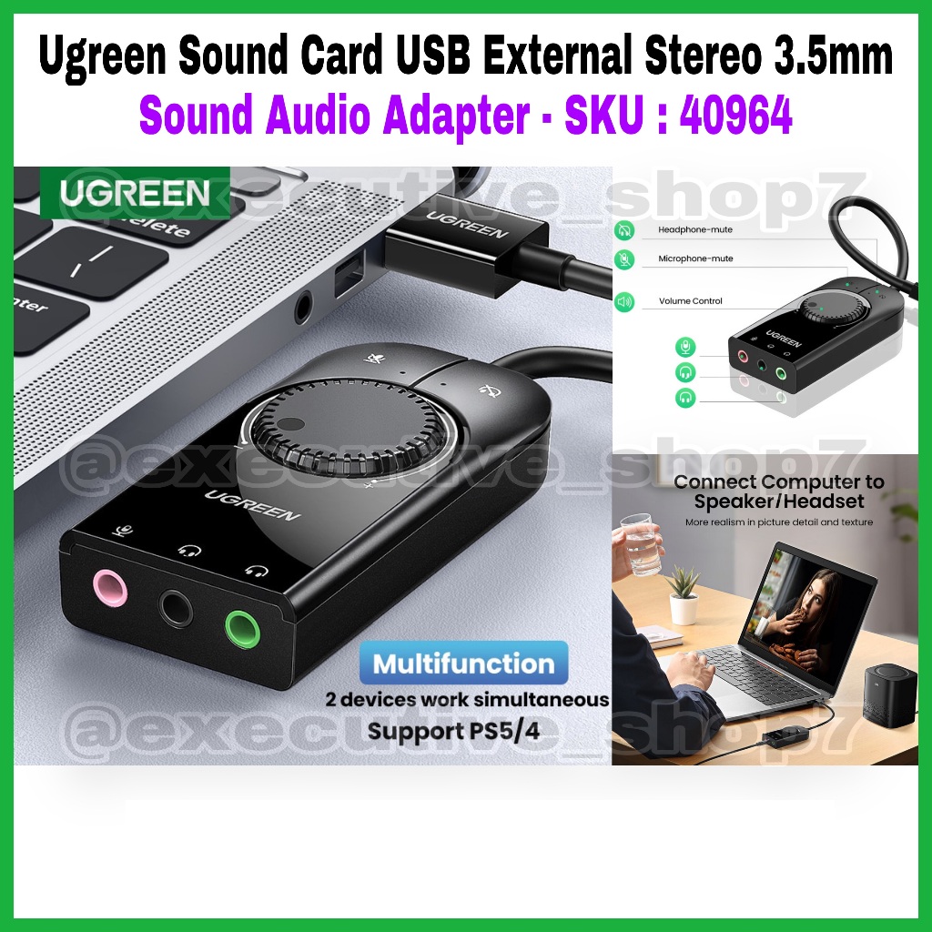 Jual Ugreen Sound Card USB External Stereo 3.5mm - Sound Audio Adapter ...