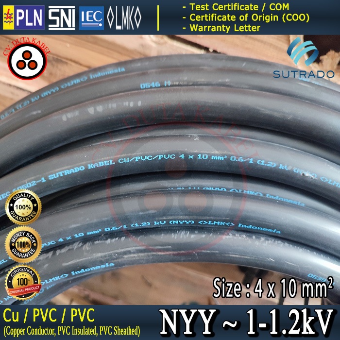 Jual Kabel NYY 4x10 mm2 SUTRADO /4 x 10 mm2/4x10mm2/4x10 mm/4x10mm | Shopee Indonesia