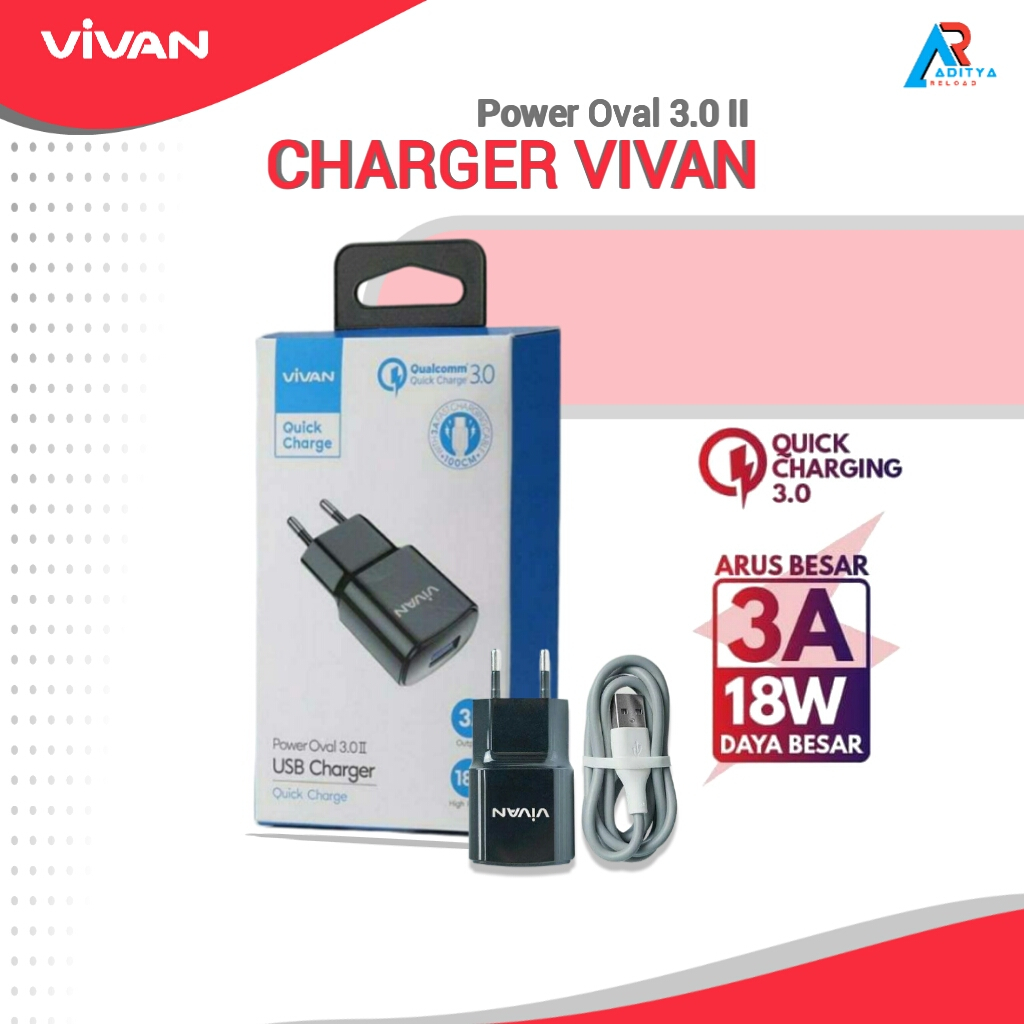Jual VIVAN Power Oval 3.0 II Charger With Type-C Quick Charging 18W ...