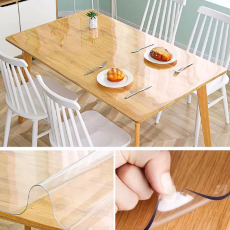 Jual Taplak Meja Tebal PVC Import 0.8mm Transparan Custom Size Mika PVC Import Bening Taplak ...