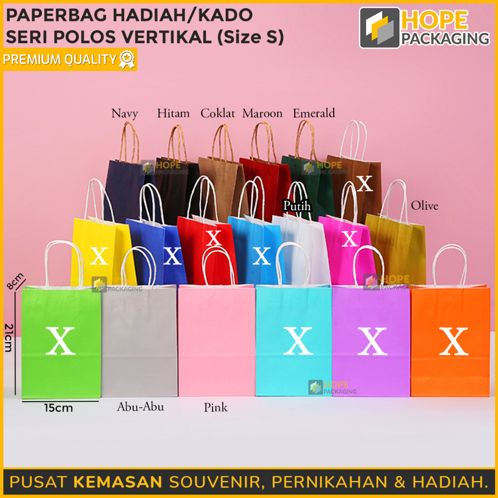 Jual Paper Bag Polos Vertikal/ Kantong kertas Paper Bag Warna Ulang ...