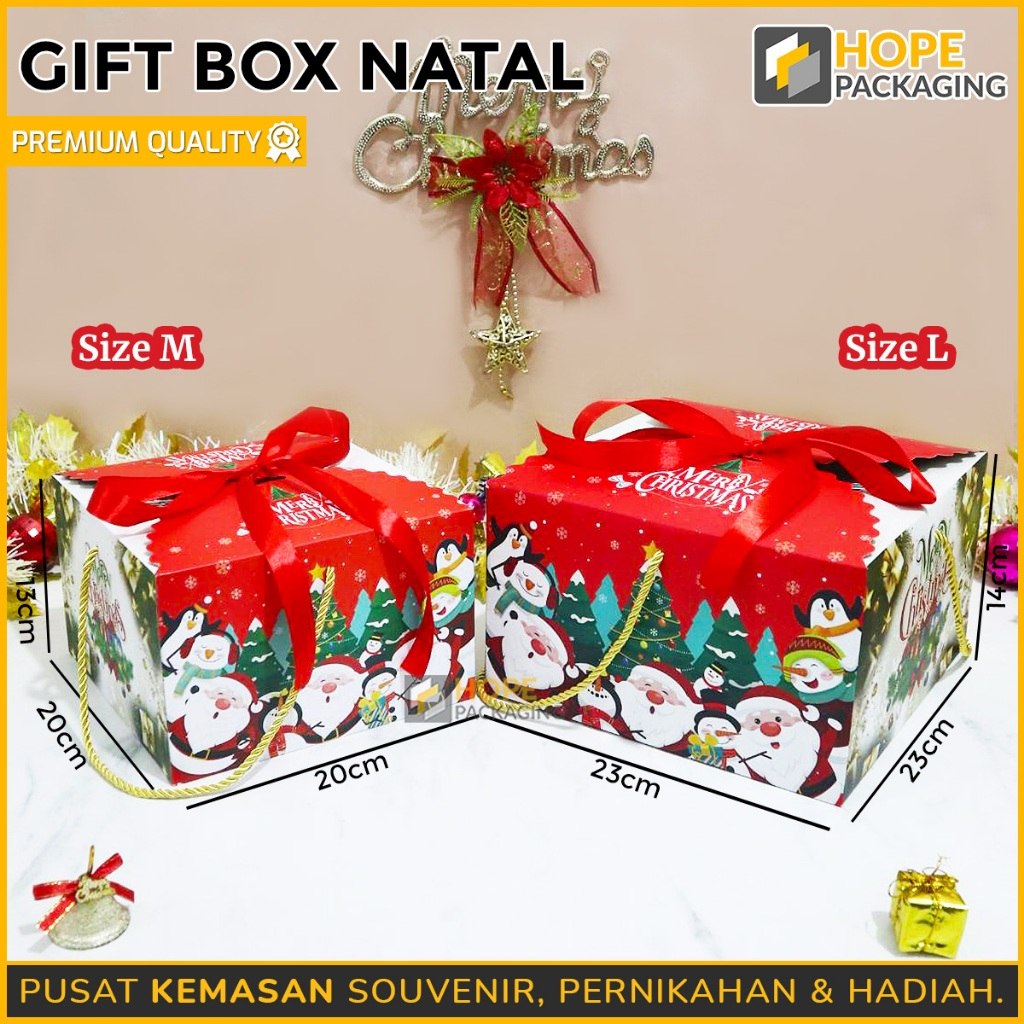 Jual Kotak Gift Box Hampers Natal + Pita / Hampers Natal / Kotak Natal / Kotak Kue Toples Edisi ...