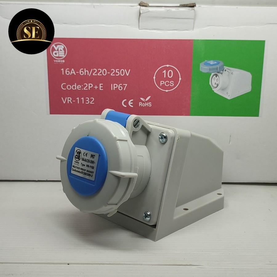 Jual Industrial Surface Mounting Socket 3Pin 16A VR-1132 waterproof FT IP67 Wall Socket Genset ...