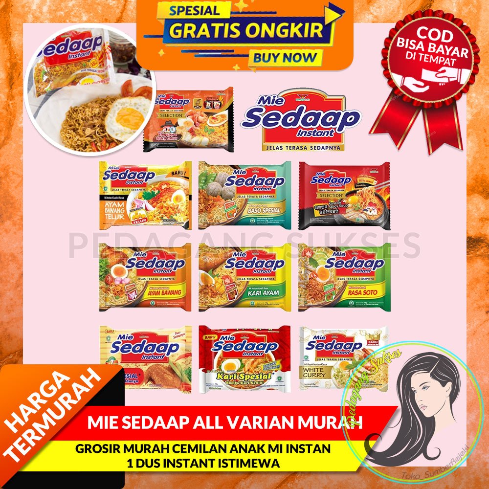 Jual MIE SEDAAP ALL VARIAN MURAH GORENG SOTO MADURA KOREAN SPICY ...