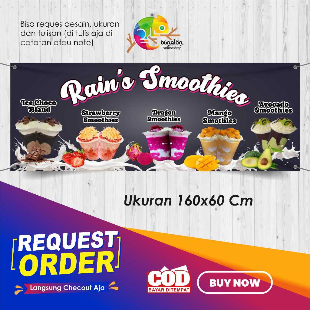Jual Spanduk Banner 160x60 Es Smoothies Free Desain | Shopee Indonesia