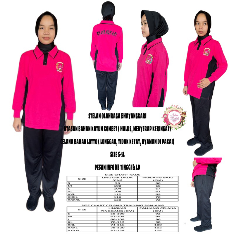 Jual STELAN OLAHRAGA BHAYANGKARI PINK HITAM ATASAN KATUN KOMBET CELANA ...