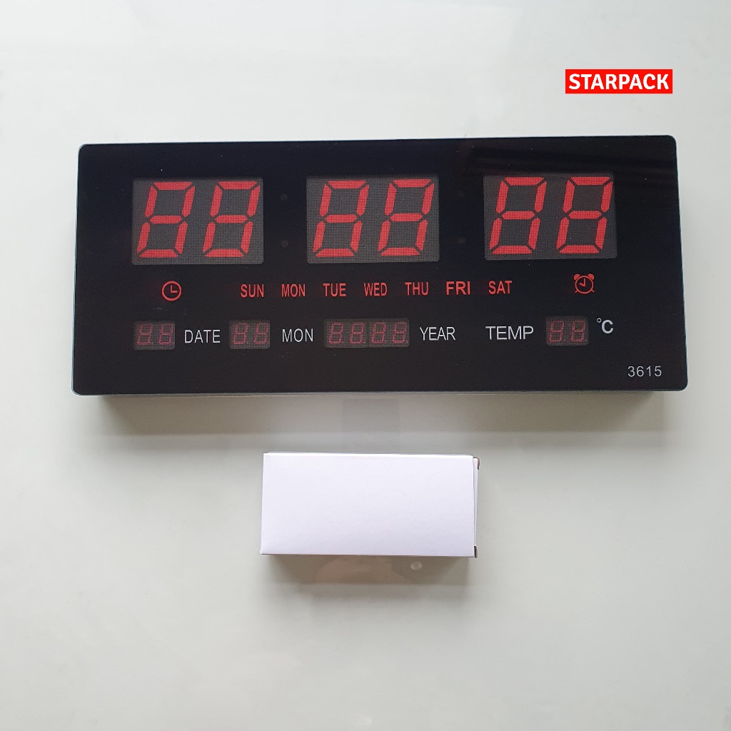 Jual Jam Dinding Besar LED Digital Clock Large 3615 - Merah | Shopee ...