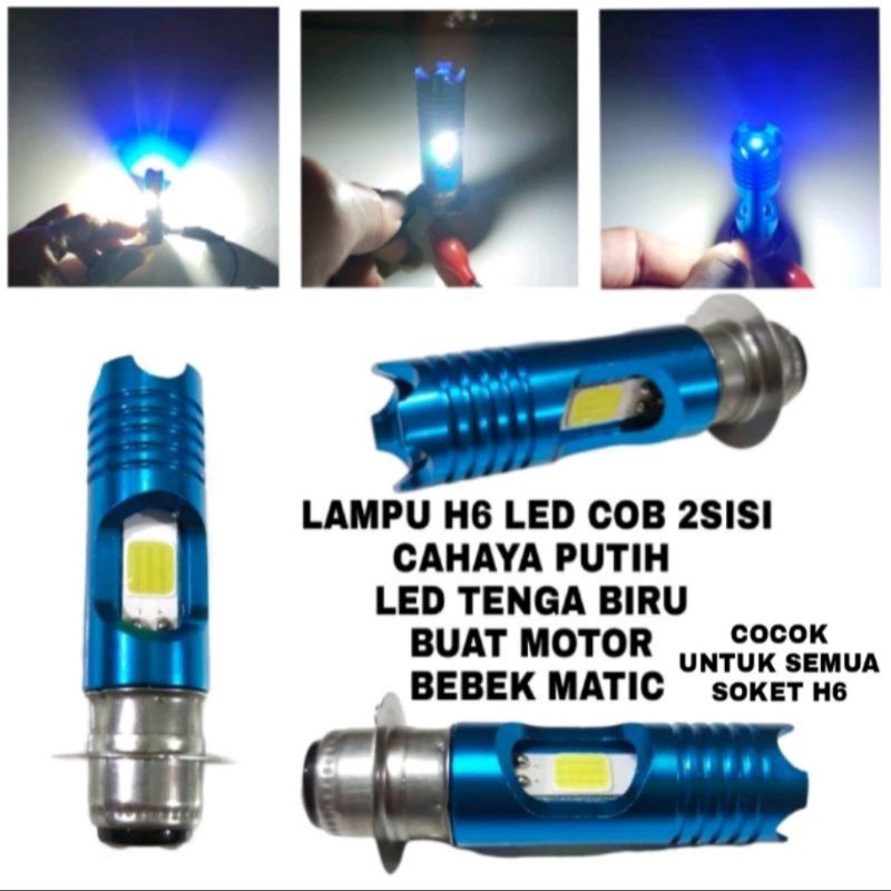 Jual Lampu LED Motor H6 LED COB 2 Sisi HI-LO Cahaya Putih Tengah Biru 100% Original Baru ...