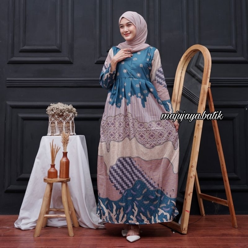 Jual MS GAMIS BATIK SRIWEDARI MAXI BUMIL/BUSUI KATUN SOGAN ALLSIZE ...