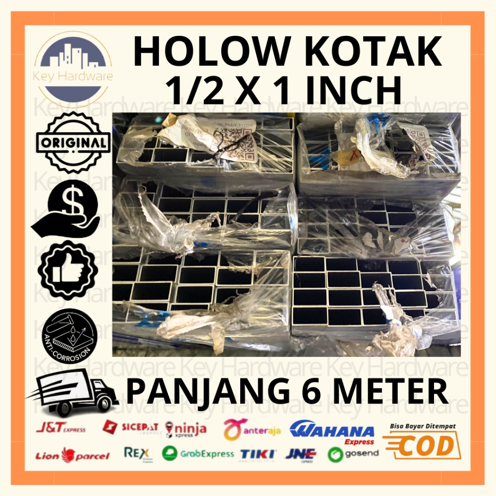 Jual Hollow Aluminium 1/2x1 inch | Hollow kotak - Silver | Shopee Indonesia