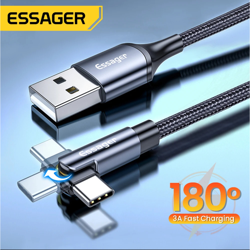 Jual Essager Kabel Charger USB To Type C 180 Rotate Elbow Gaming Cable ...