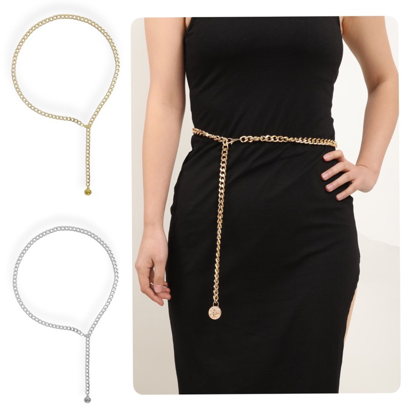 Jual Gwen Chain Luxury Belt Ikat Pinggang Rantai Retro Alumunium Gesper Ban Pinggang Coin ...