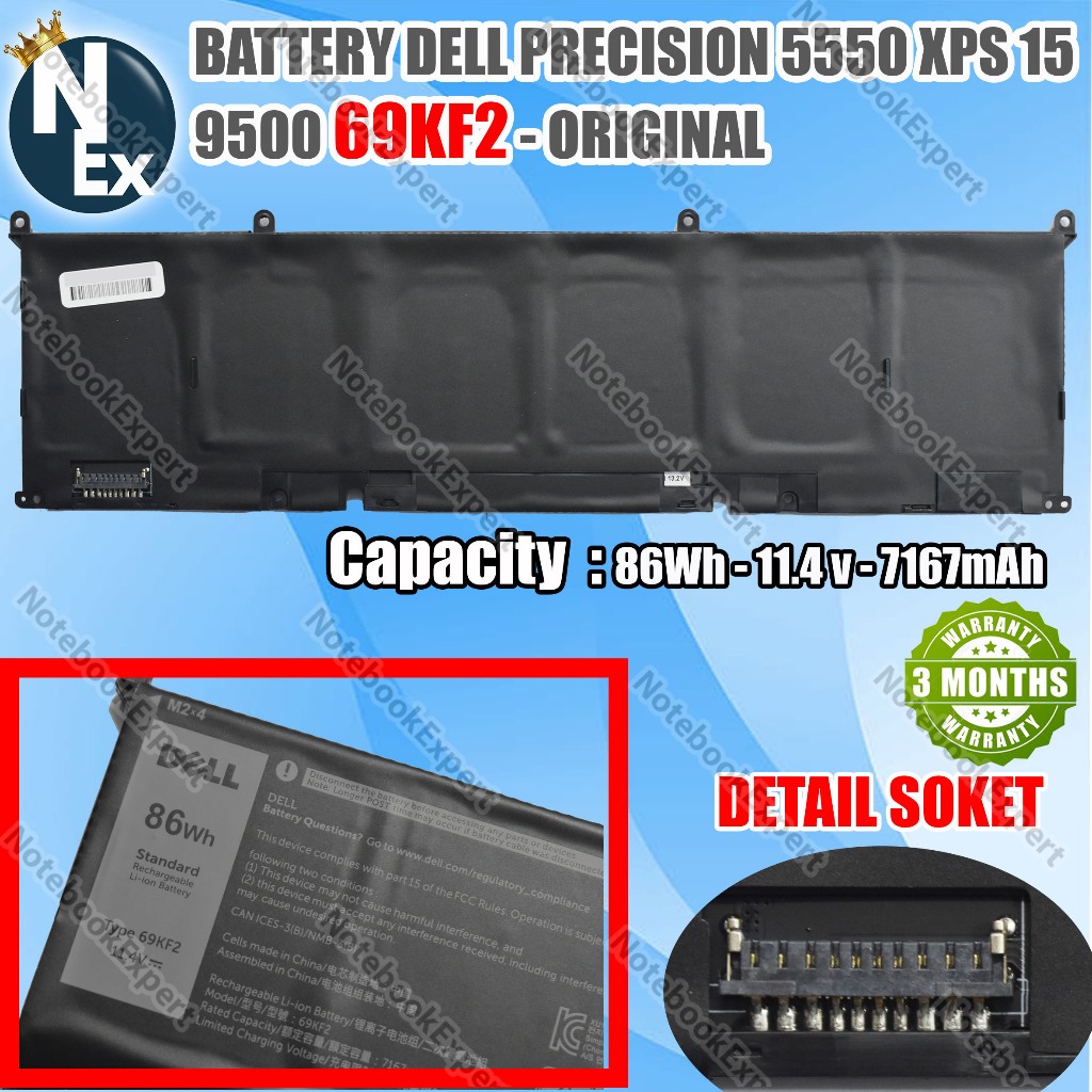 Jual BATTERY FOR PRECISION 5550 XPS 15 9500 69KF2 - ORIGINAL | Shopee ...