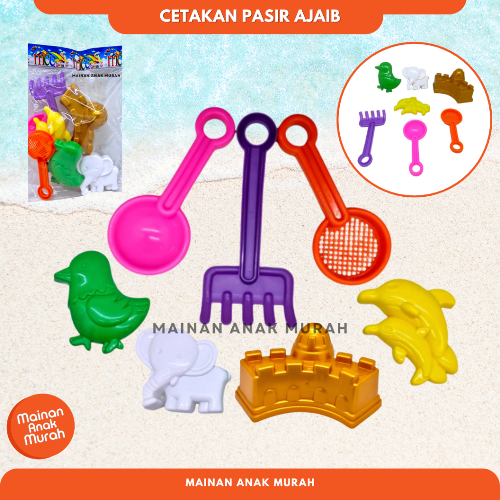 Jual Cetakan Sekop Pasir Ajaib Isi 7 Buah / Mainan Cetakan Hewan ...