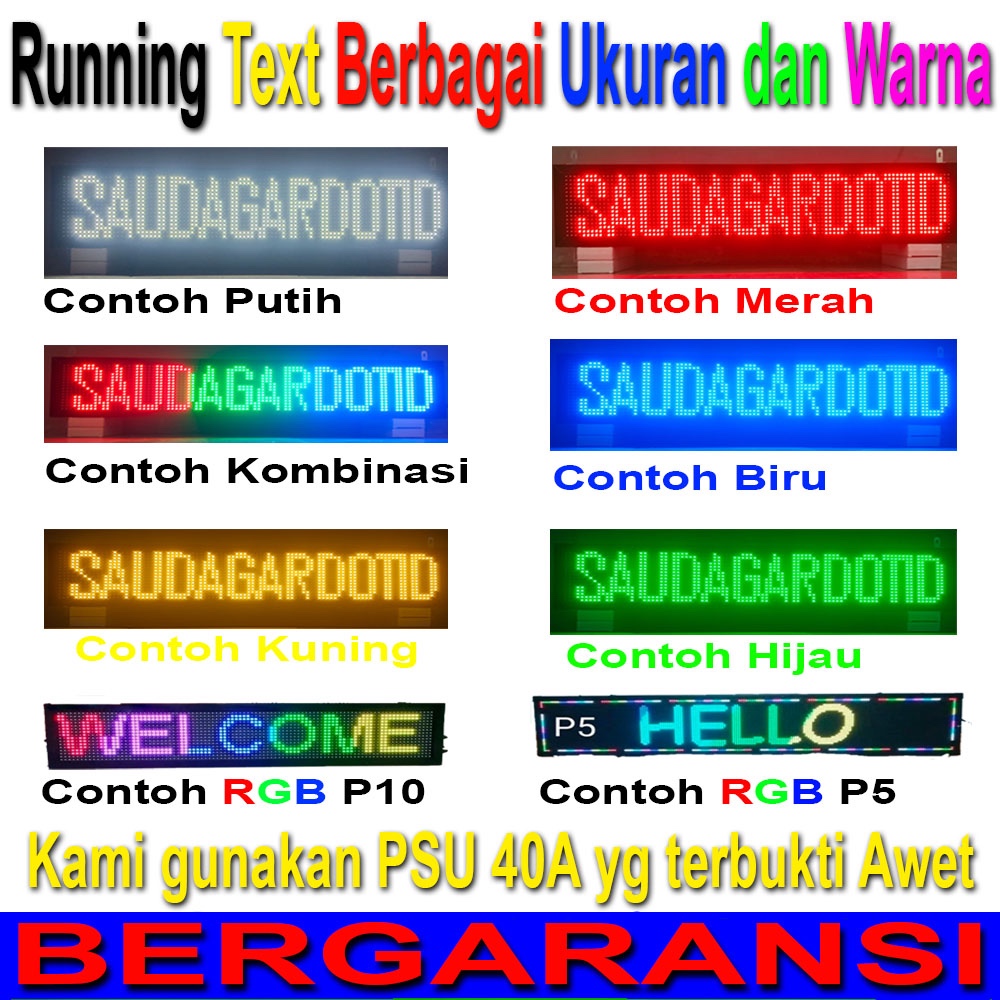 Jual Running text rgb fullcolour 100x20cm outdoor | Shopee Indonesia
