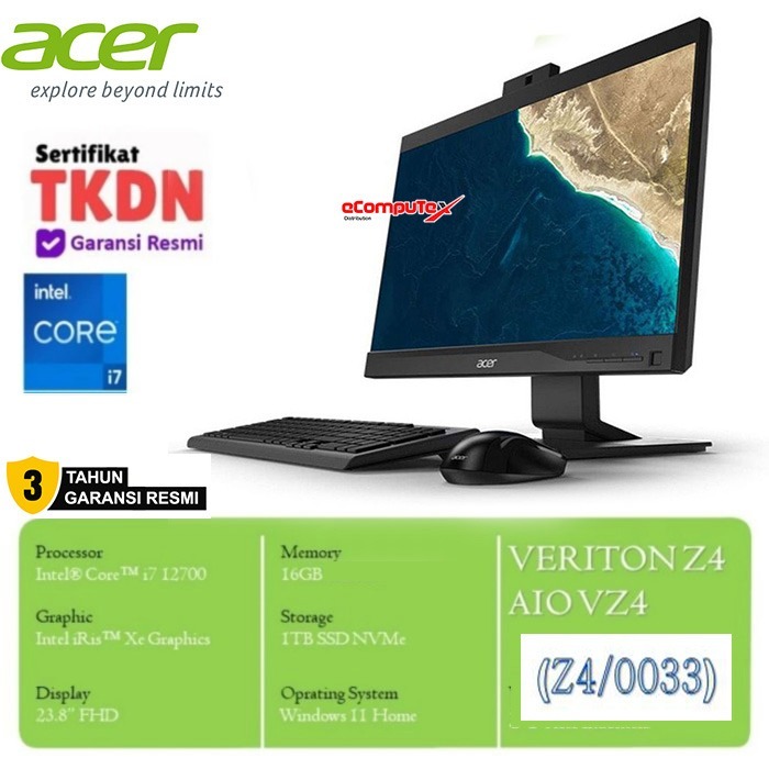 Jual PC AIO ACER VERITON Z4 (VZ4880/0033) i7 16GB 1TB SSD 23.8" RESMI ...