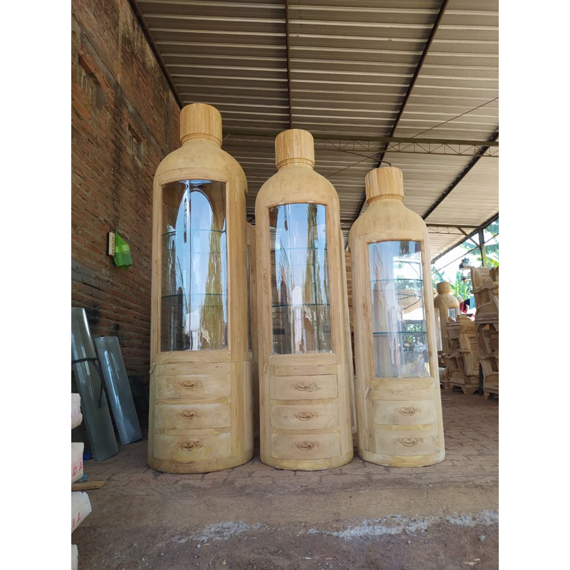 Jual Lemari Botol kaca Lemari hias botol almari botol jati almari hias ...