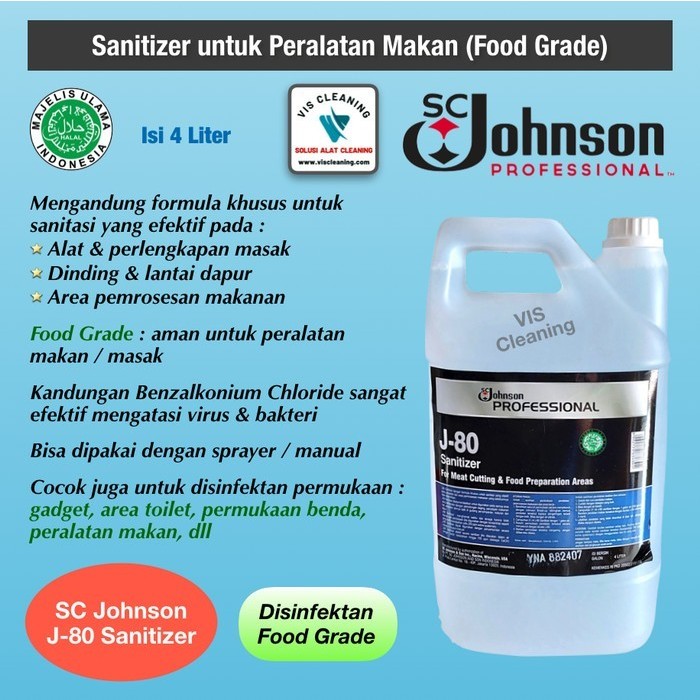 Jual (KHUSUS BATAM) SC Johnson J-80 Food Grade Disinfectant 4 L (untuk ...