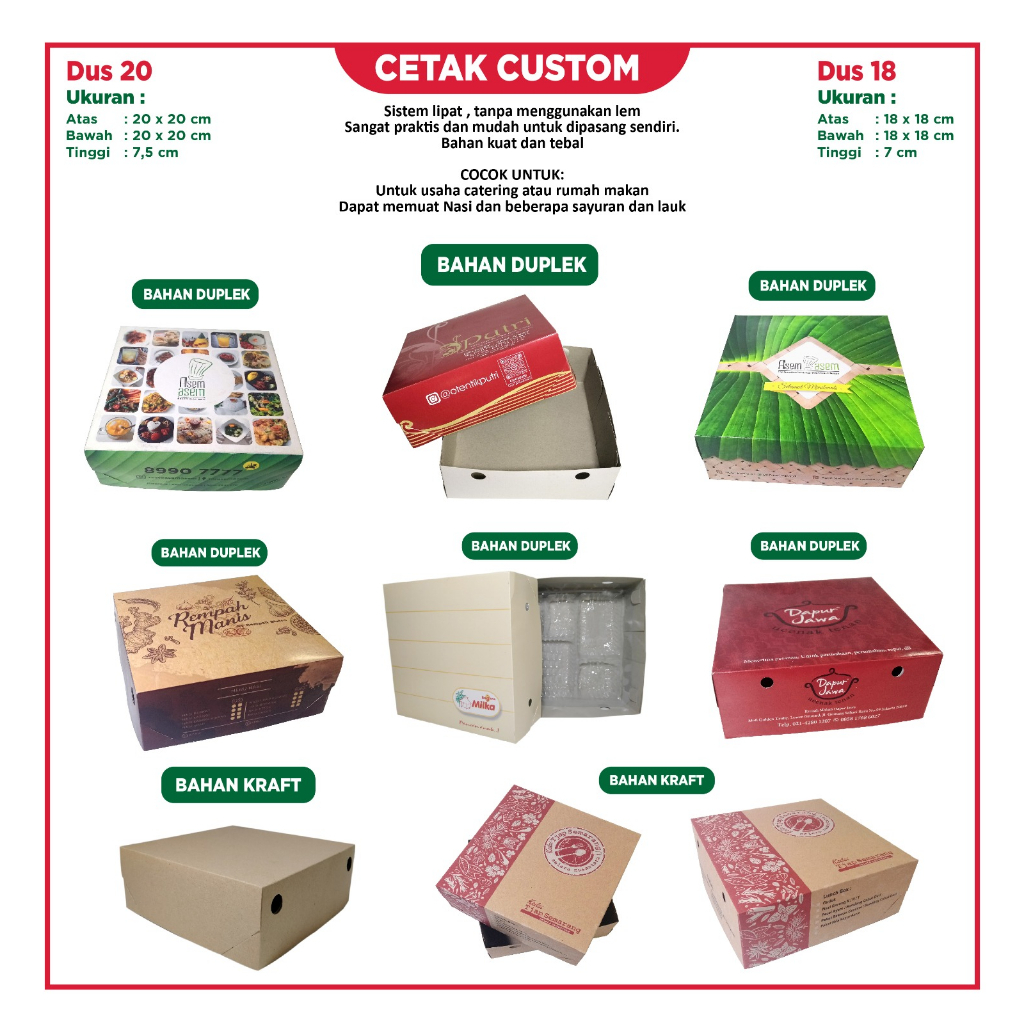 Jual Dus Nasi 18x18 Cetak Custom Full Warna | Kotak Makanan Dus Nasi ...