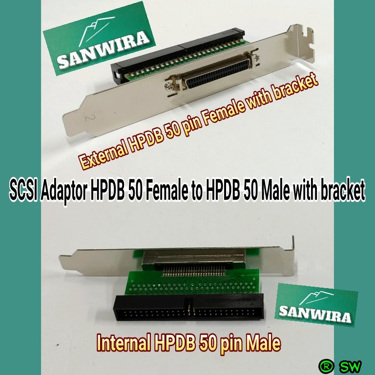 Jual SCSI Adaptor HPDB 50 pin Female to HPDB 50 pin Male with bracket ...