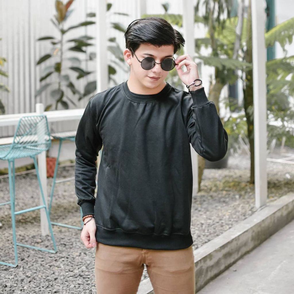 Jual BASIC Sweater || Sweatshirt Crewneck Pria Polos || Bahan Fleece 30 ...