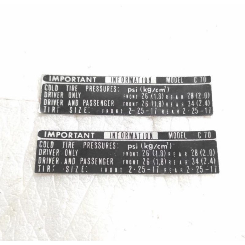 Jual stiker sticker striping label ukuran tekanan ban honda C70 C-70 ...