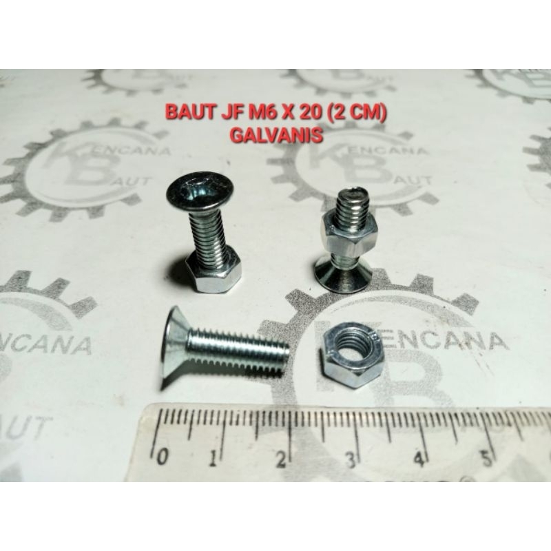 Jual 10 PCS BAUT MUR JF M6 X 20 GALVANIS KUNCI OBENG PLUS PANJANG 2 CM | Shopee Indonesia