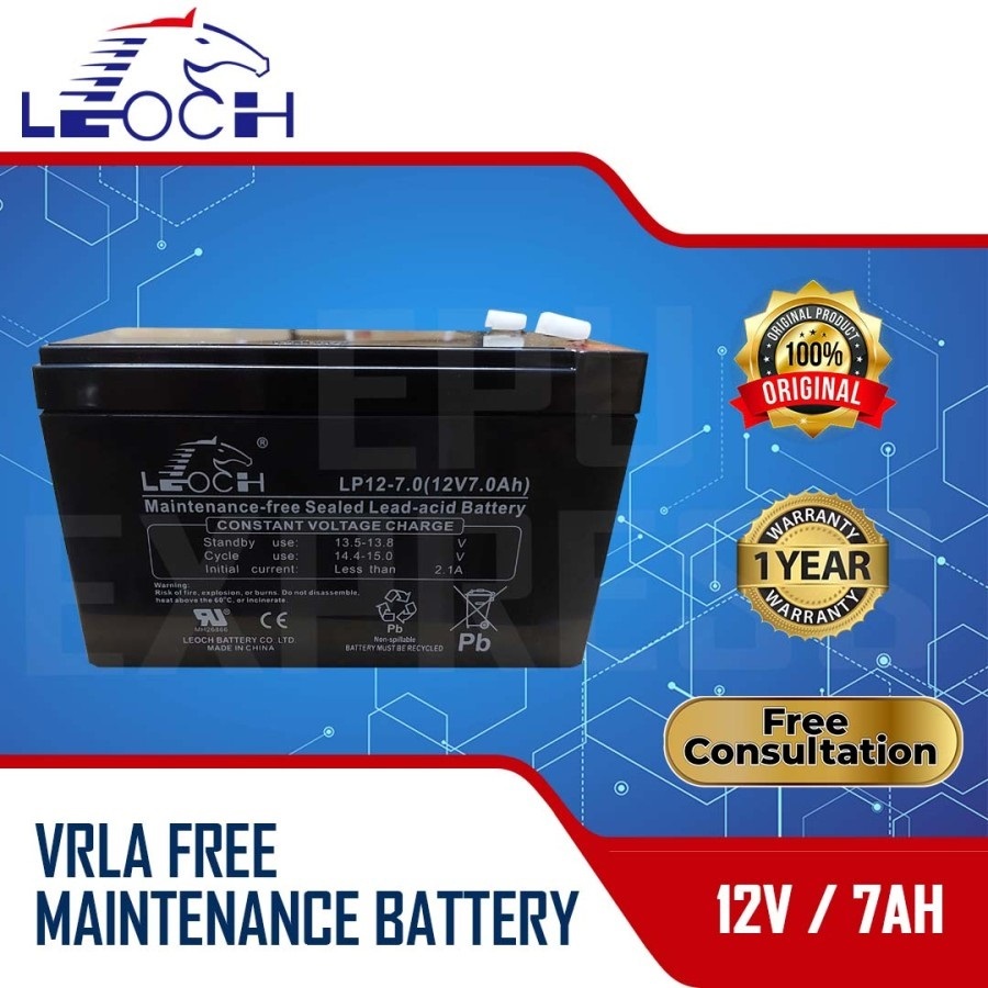Jual Aki UPS LEOCH 12V 7AH DJW127 Baterai UPS Aki Kering Batere Battery ...