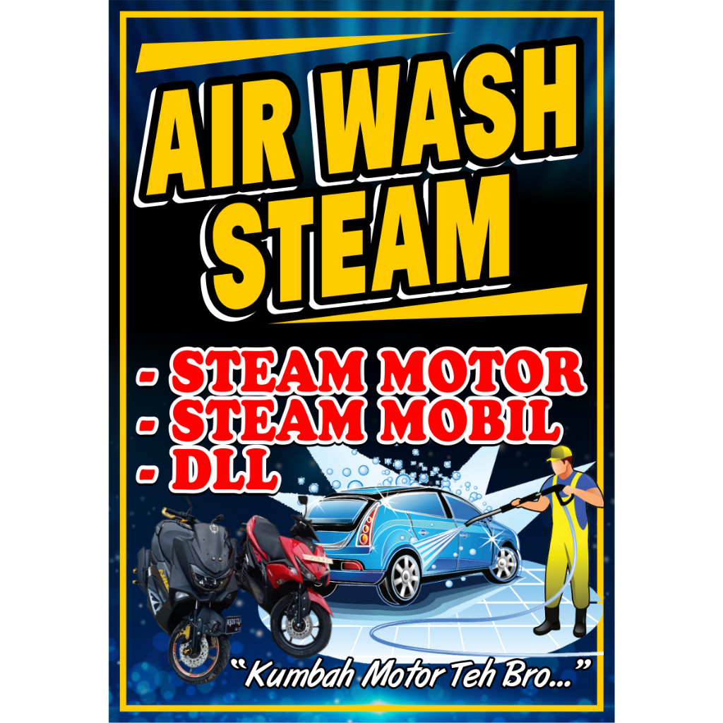 Jual Cetak Spanduk Banner Steam Motor Cuci Motor dan Mobil Ukuran 70 x ...