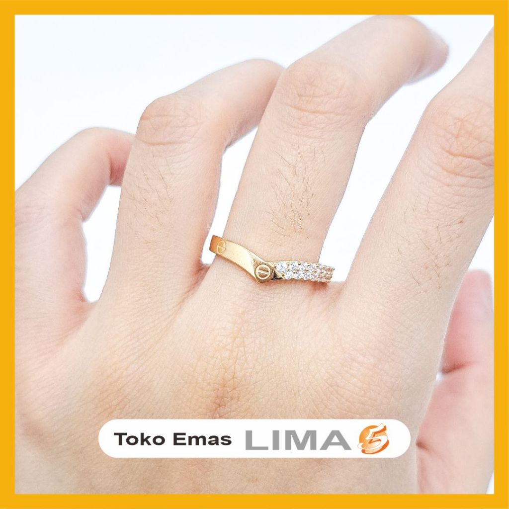 Jual Cincin Aurel Carpie Diamond Emas Muda Kuning 6K American Diamond ...