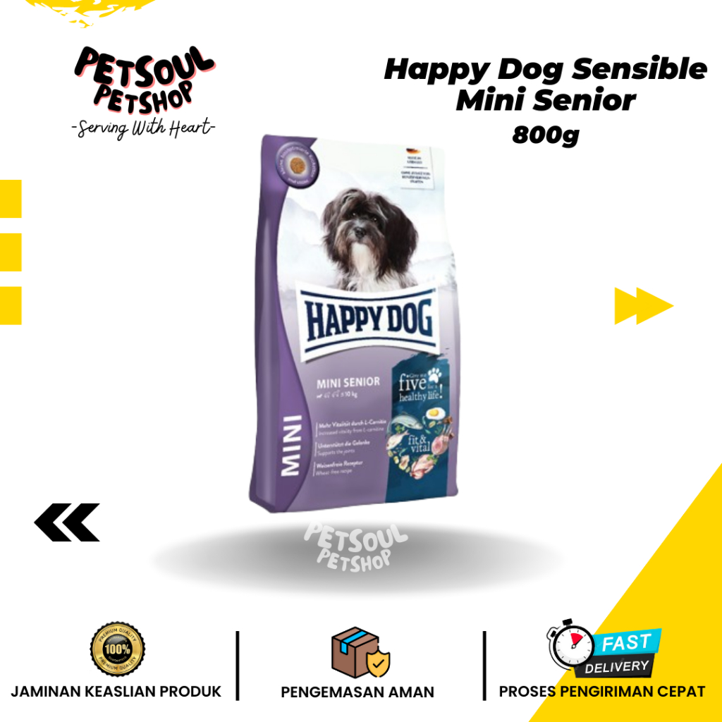 Jual Happy Dog Mini Senior Dry Dog Food 800g Freshpack | Shopee Indonesia