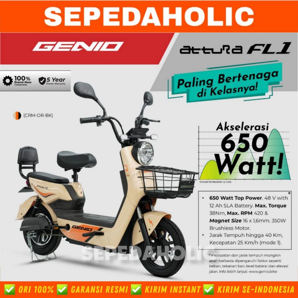 Jual Sepeda Listrik GENIO ATTURA FL1 350 Watt BY UNITED Electric E Bike ...
